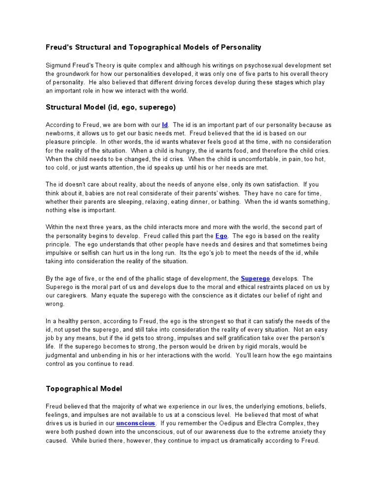 Freud's Structural and Topographical Models of Personality | PDF | Id ...