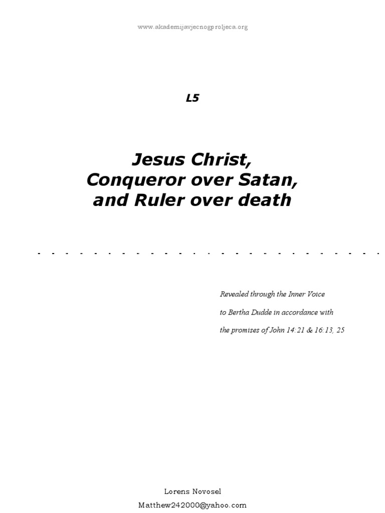 L5 - Jesus Christ, Conqueror Over Death, and Ruler Over Satan | PDF ...