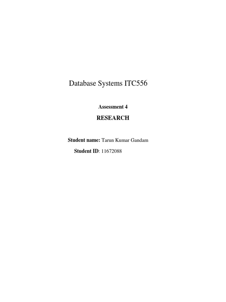 Database Systems ITC556: Assessment 4 | PDF | Cloud Computing | Information Security