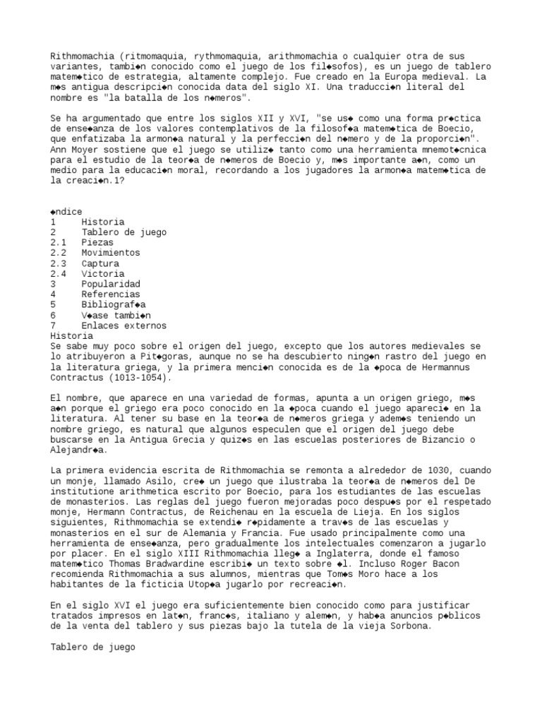 Rithmomachia: El juego de los números | PDF | Actividades de ocio ...
