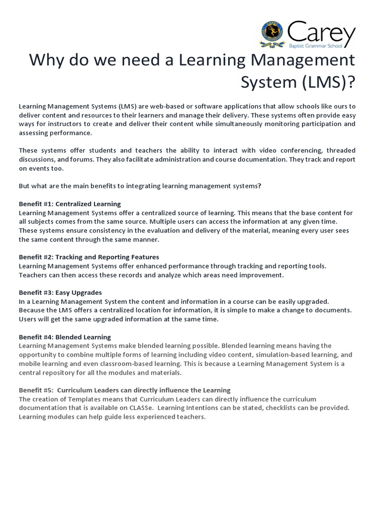 Why Do We Need A Learning Management System | PDF