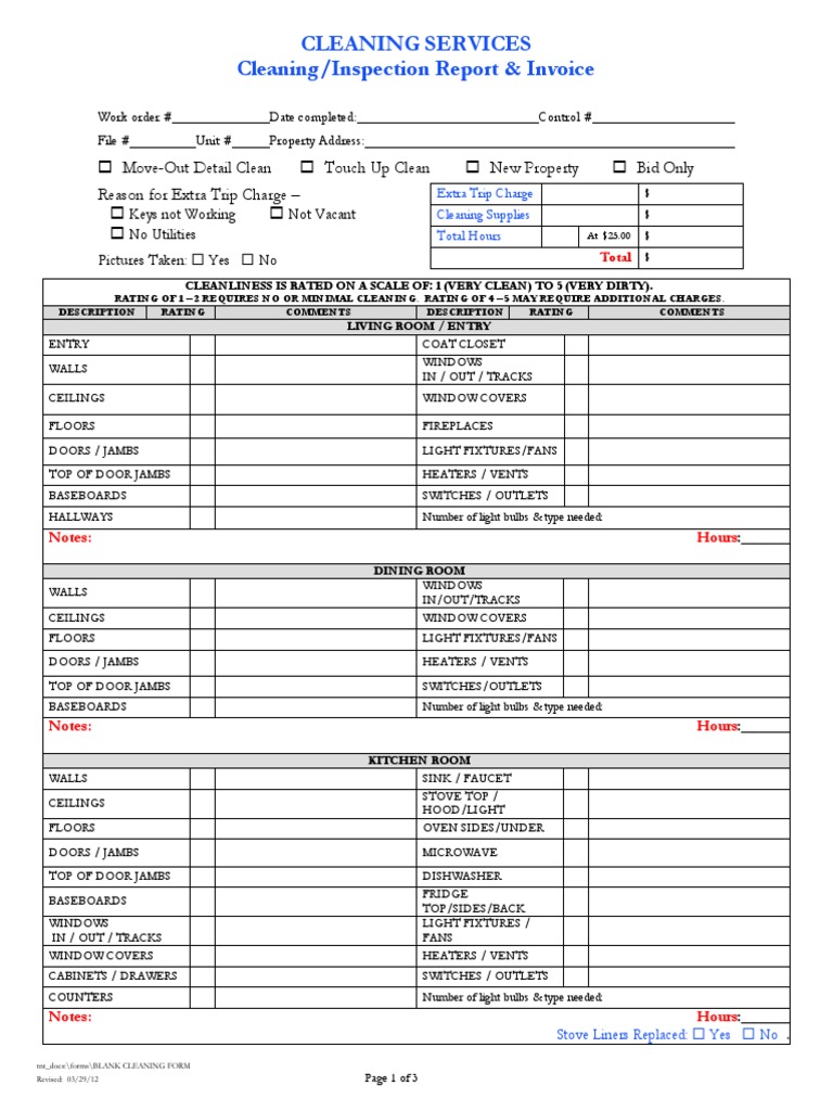 Cleaning Services Cleaning/Inspection Report & Invoice | PDF | Bathroom ...