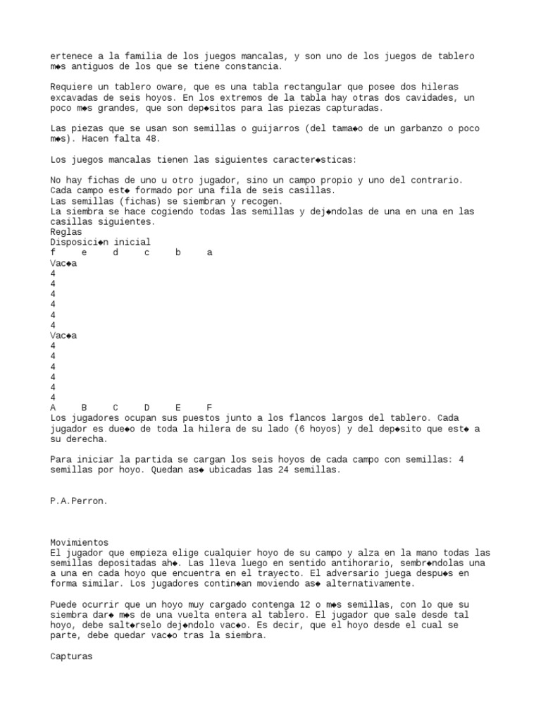 Reglas del juego Oware | PDF | Juegos tradicionales | Juegos de ...
