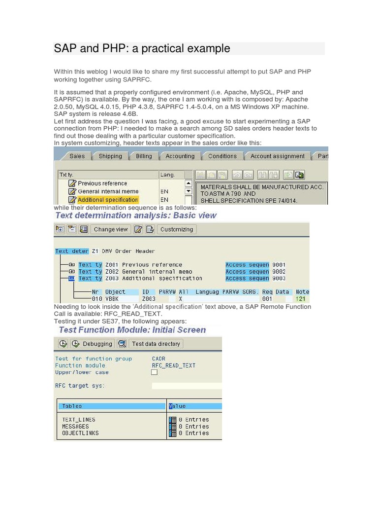 Sap RFC With PHP Exemplo Pratico | PDF | Php | Data Management