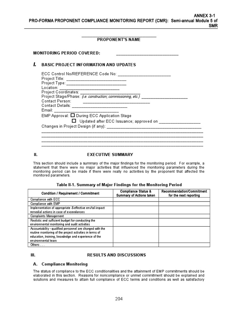 CMR Form Template | PDF | Environmental Monitoring | Regulatory Compliance