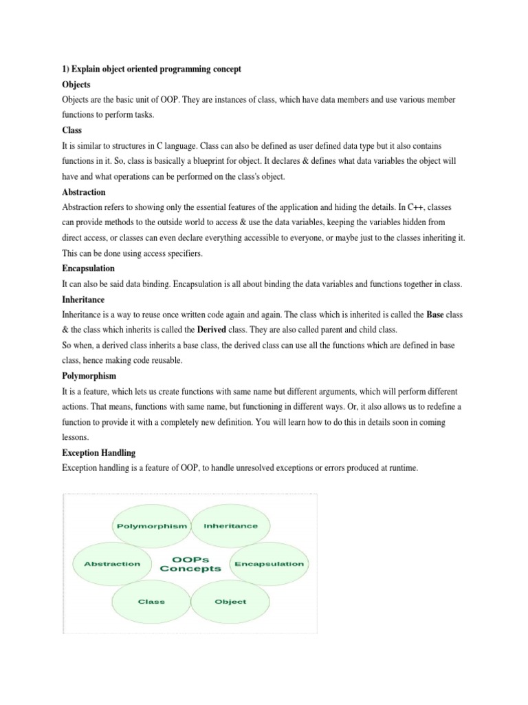 1) Explain Object Oriented Programming Concept Objects | PDF | Class ...
