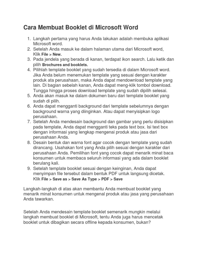 Membuat Booklet | PDF