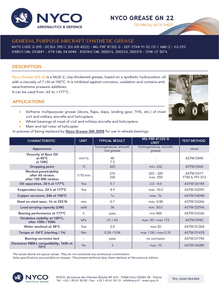 Nyco Grease GN 22 Air4222 | PDF | Aviation | Aircraft