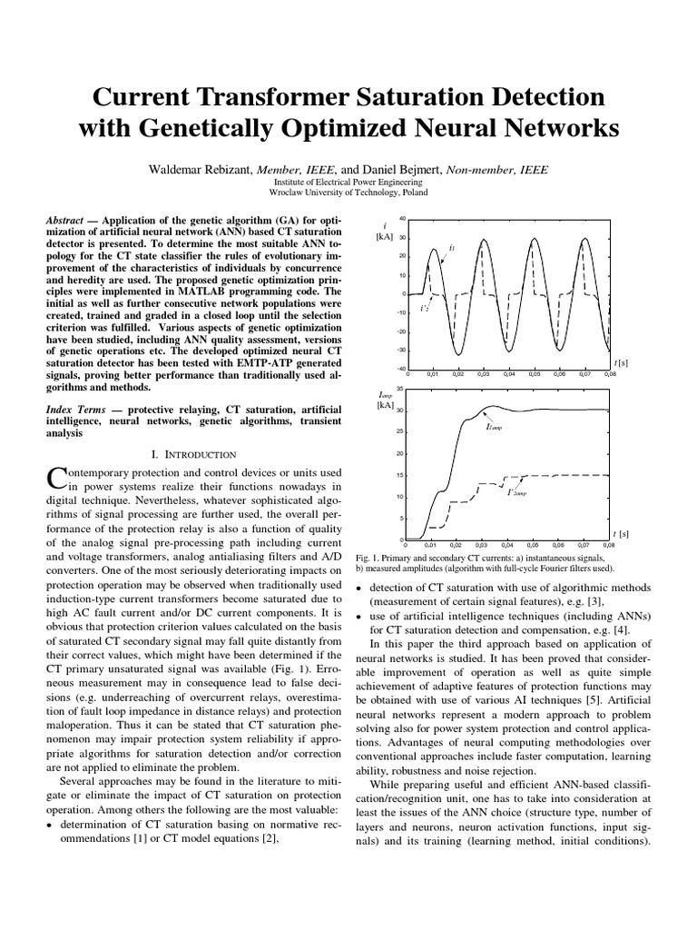 Current Transformer Saturation Detection With Genetically Optimized Neural Networks | PDF ...