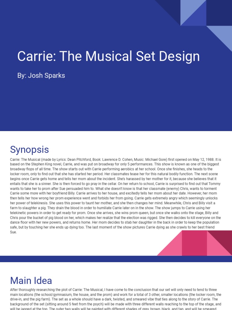 Carrie The Musical Set Design | PDF