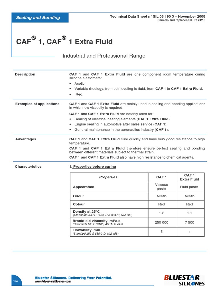 CAF 1, CAF 1 Extra Fluid: Industrial and Professional Range | PDF ...