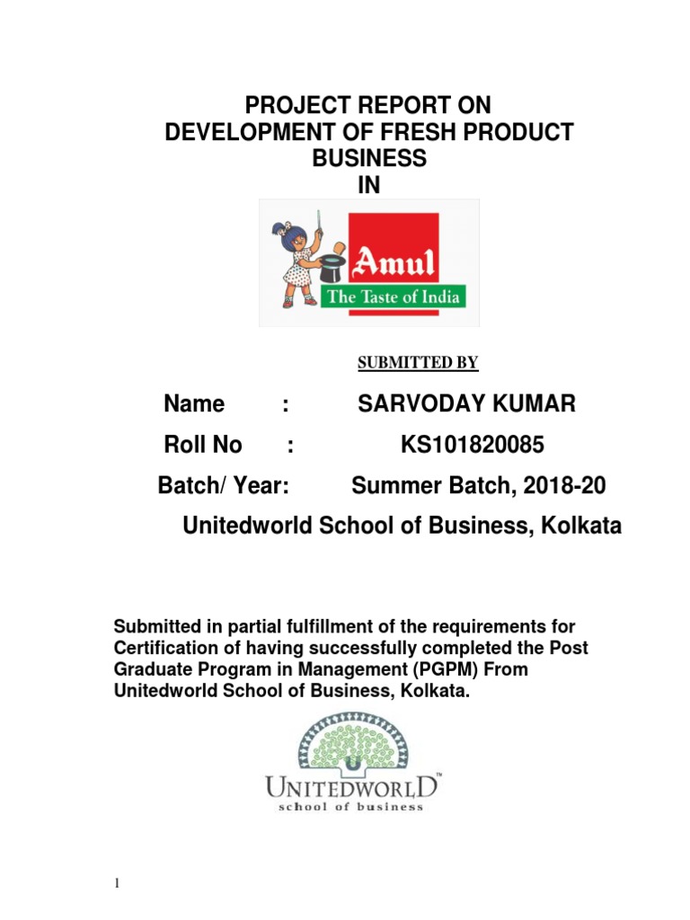 Amul Project Report | PDF | Food And Drink | Business