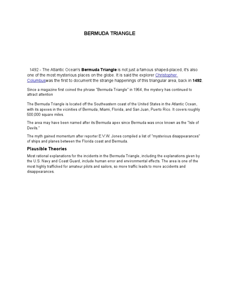 Bermuda Triangle: Christopher Columbus | PDF | Sea | Seabed