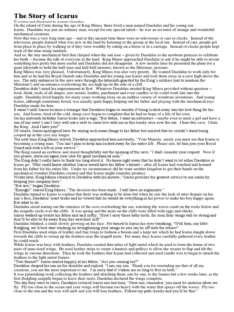The Story of Icarus | PDF | Minotaur | Nature