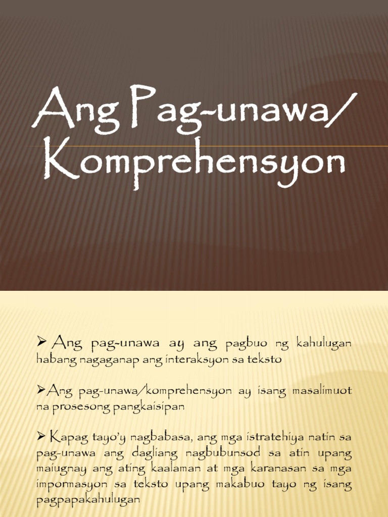 Pag-Unawa at Komprehensyon | PDF