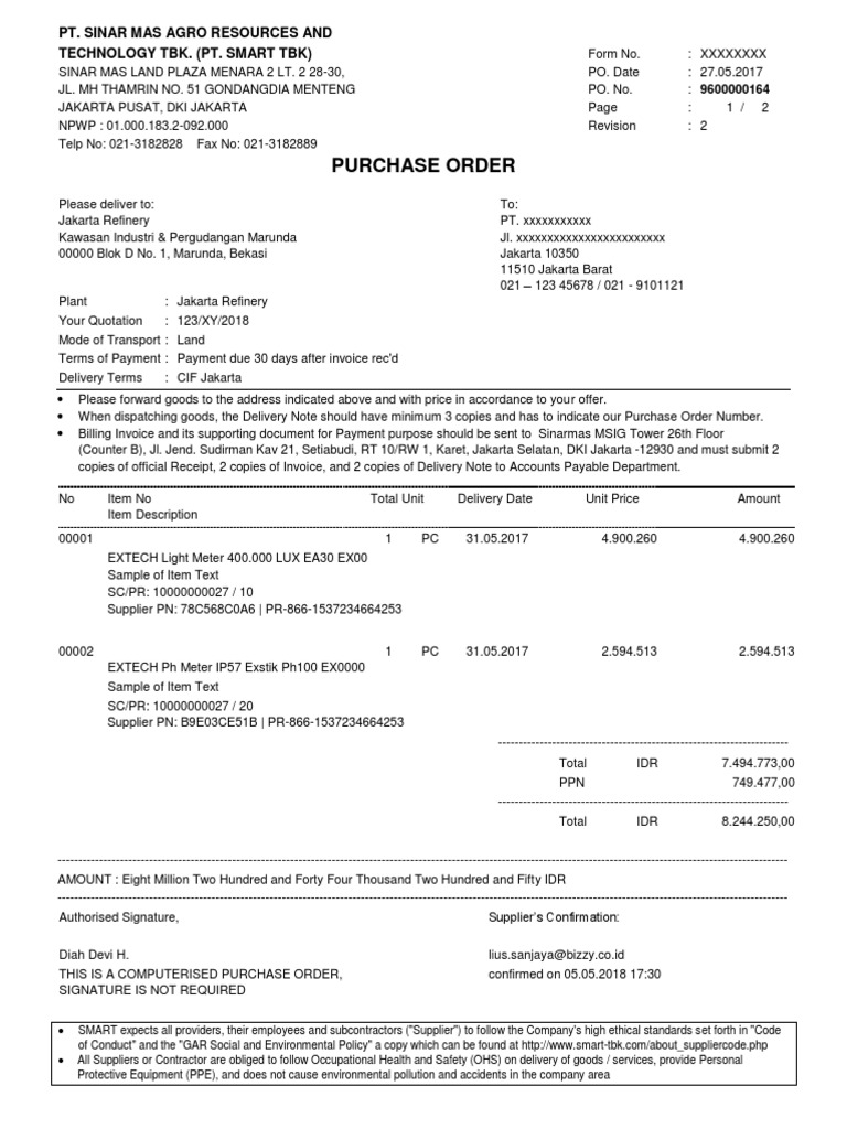 Sample EPO Layout | PDF | Jakarta | Invoice
