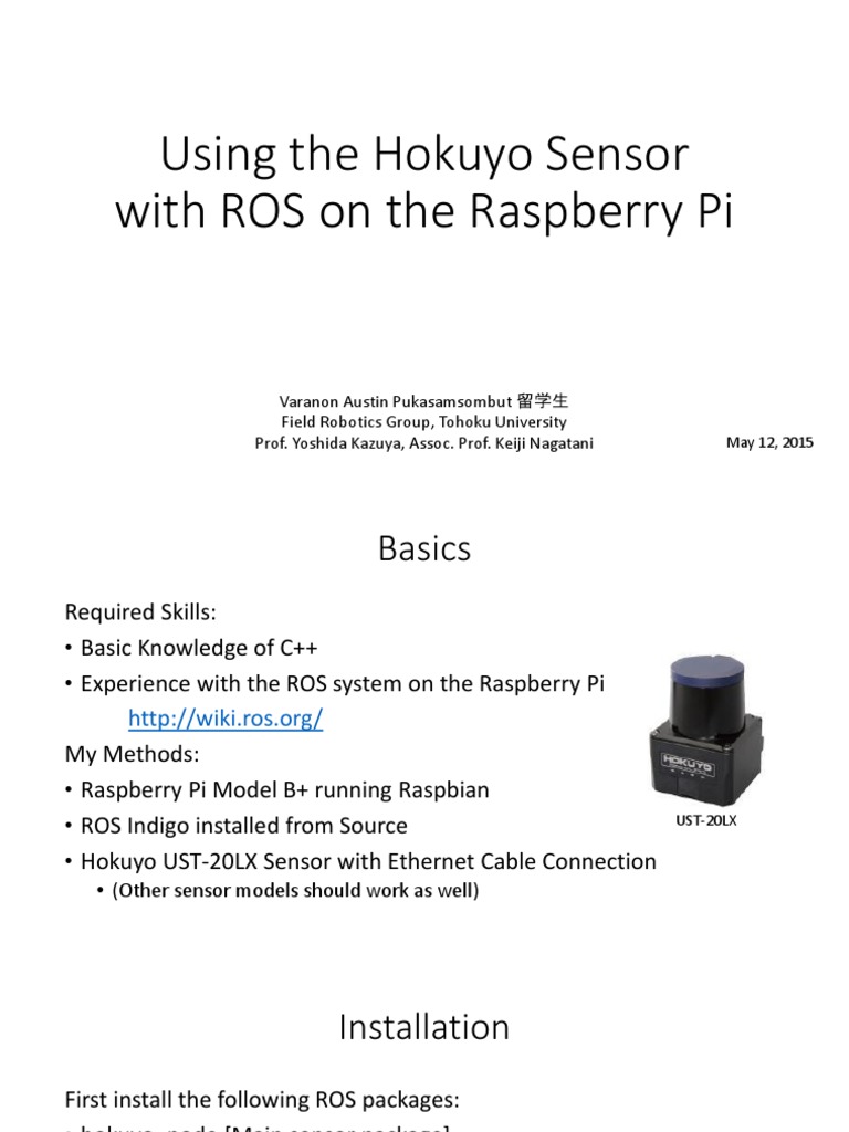 Hokuyo Sensor With Ros Tutorial | PDF | Raspberry Pi | Usb