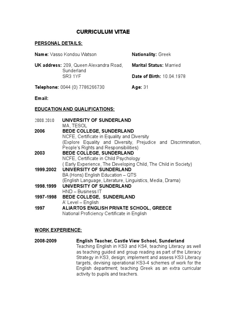 Teacher Resume Format in Word | PDF | Teachers | Literacy