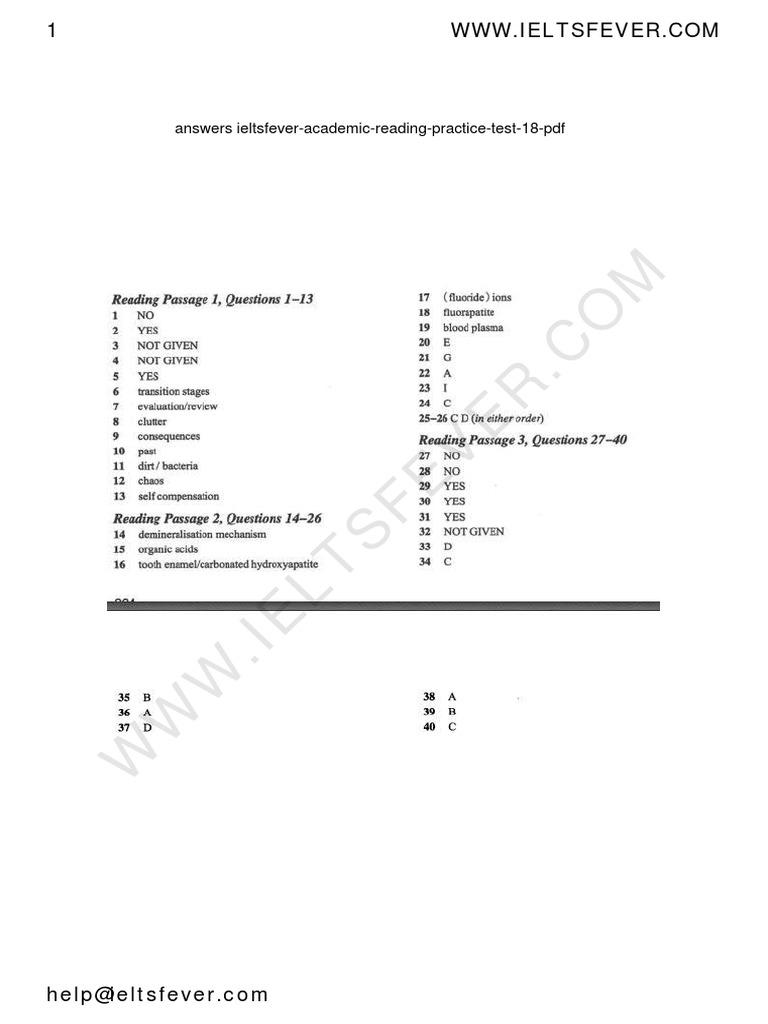 Answers Ieltsfever Academic Reading Practice Test 18 PDF | PDF