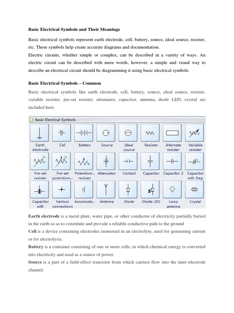Wiring Diagram Symbols And Their Meanings