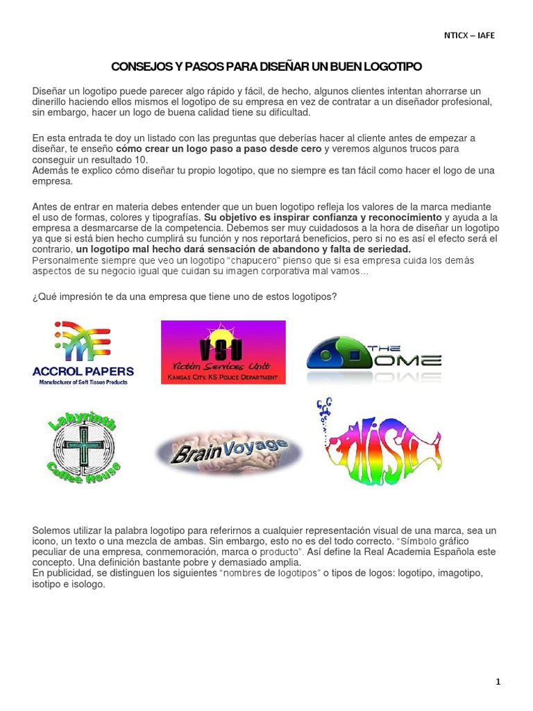 Consejos y Pasos para Diseñar Un Buen Logotipo | PDF | Marca | Diseño