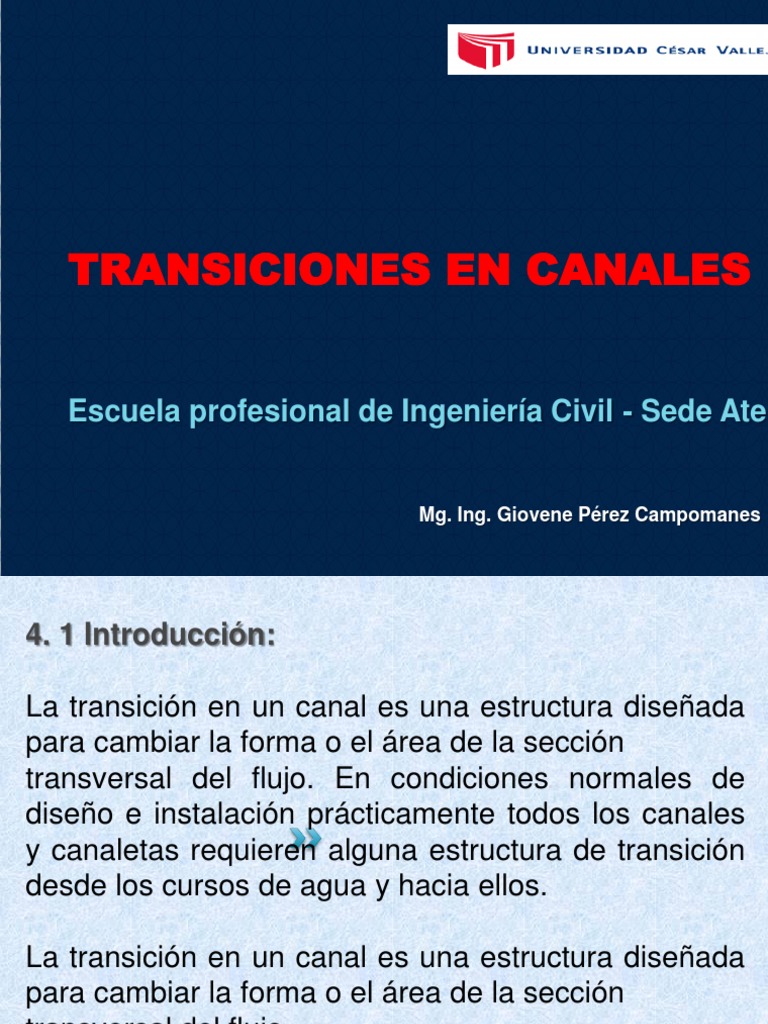 Transiciones en canales: tipos, diseño y criterios de diseño | PDF ...