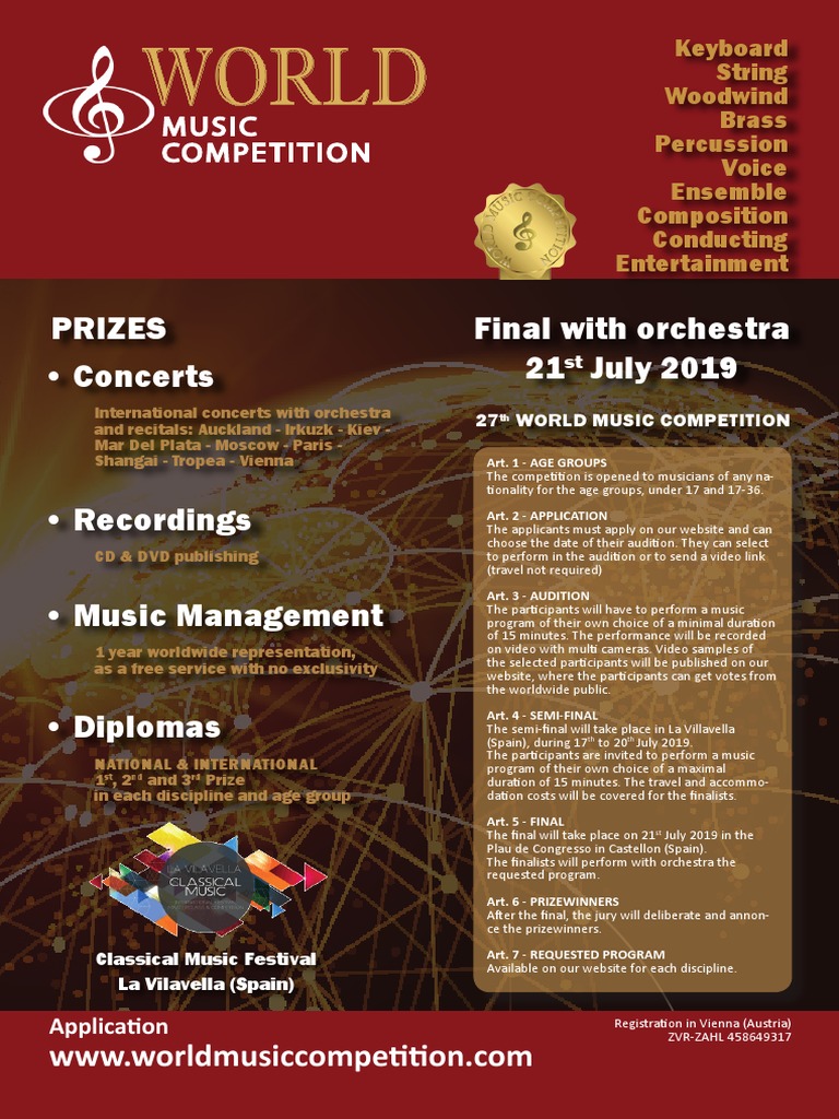 Poster World Music Competition 2019 23 | PDF | Orchestras | Entertainment