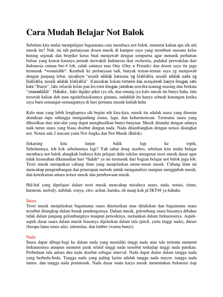Panduan Belajar Not Balok Piano | PDF