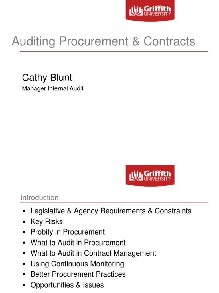 Auditing Procurement and Contracts | PDF | Procurement | Internal Audit