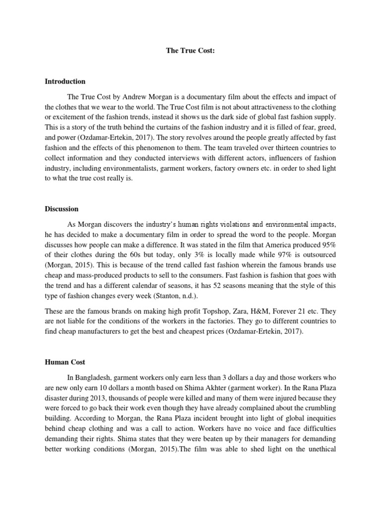 The True Cost documentary | PDF | Fashion | Economies