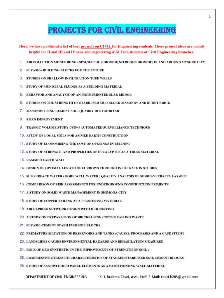 Projects For Civil Engineering | PDF | Masonry | Fly Ash