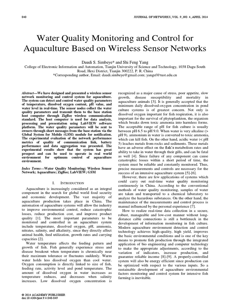 Water Pollution Detection Pdf Wireless Sensor Network Computer