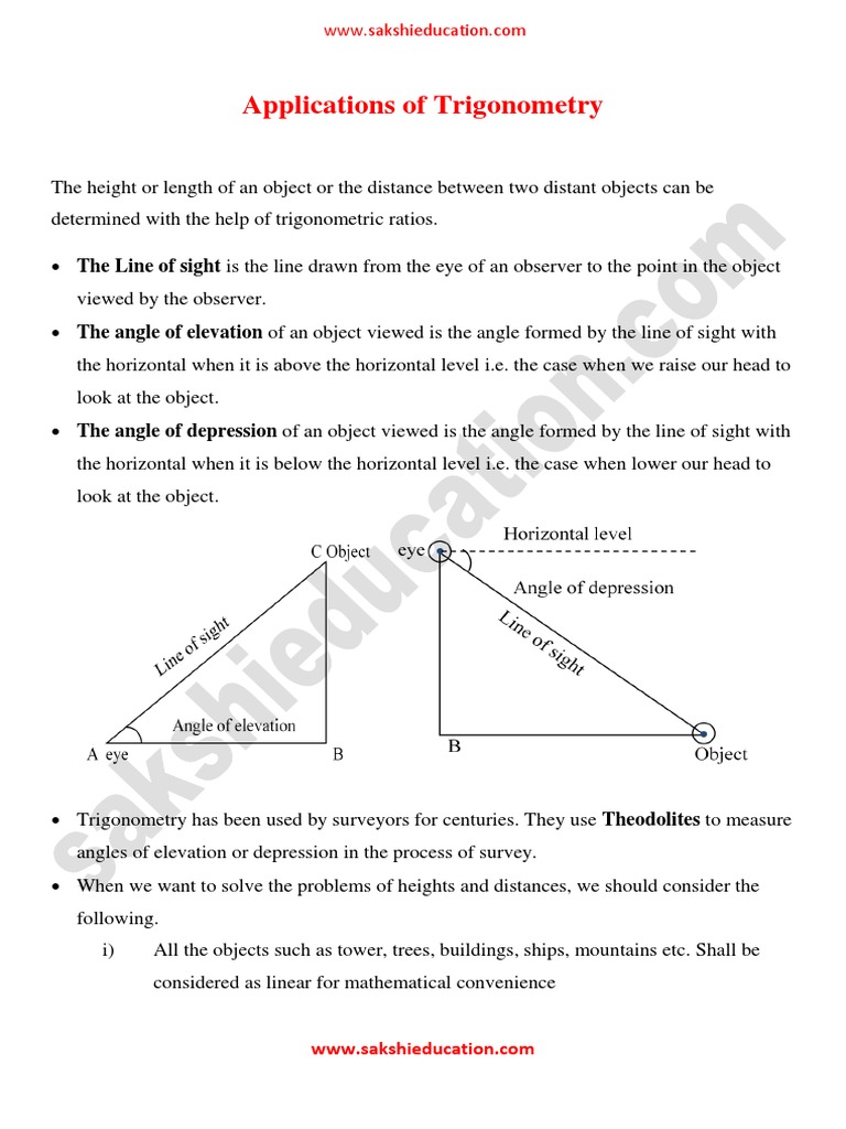 12 Applications of Trigonometry | PDF | Surveying | Trigonometry