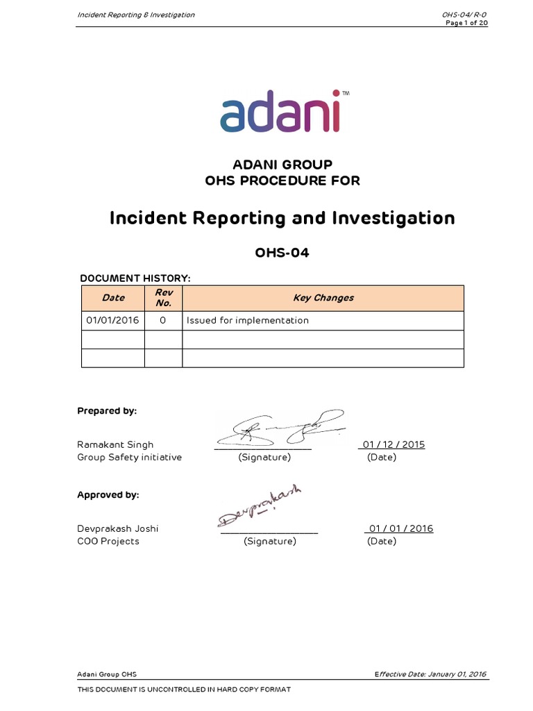 OHS-04 Incident Reporting and Investigation | Download Free PDF | First ...