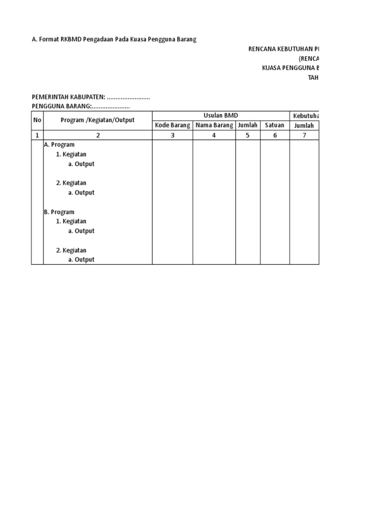Format Rkbmd Pengadaan Dan Pemeliharaan Pdf Bisnis