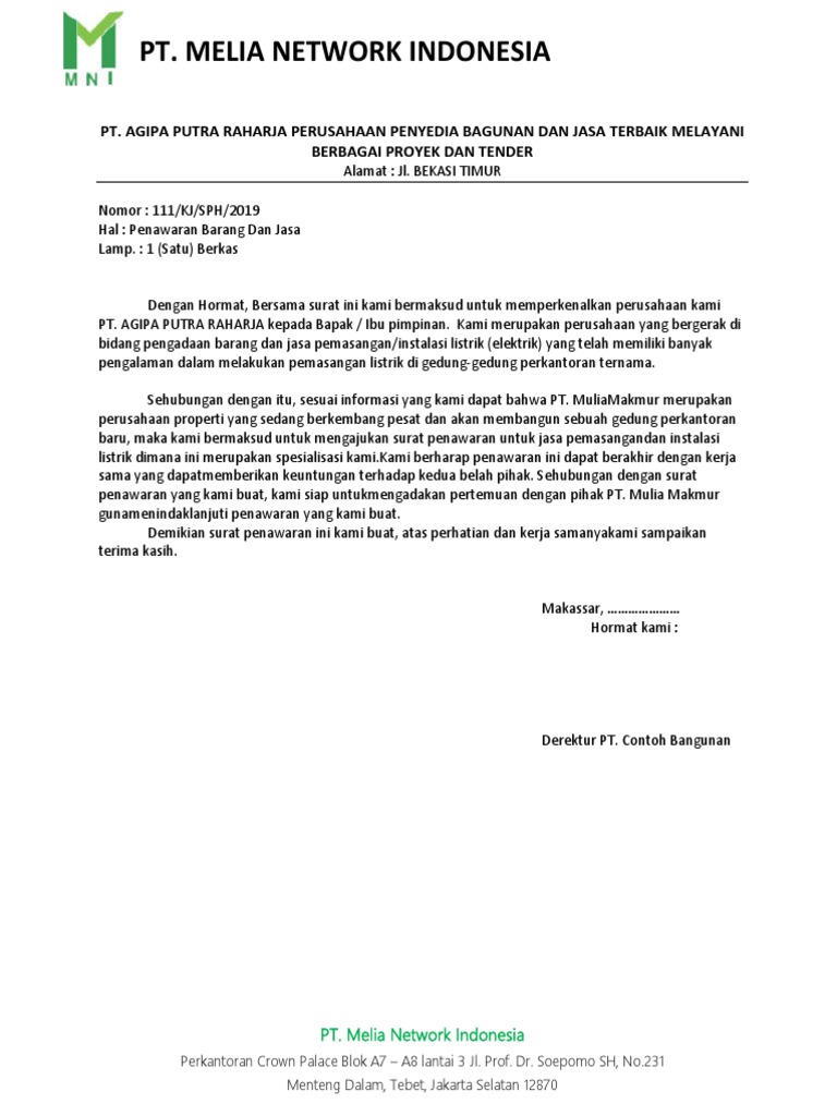 Surat Permohonan Kemitraan | PDF