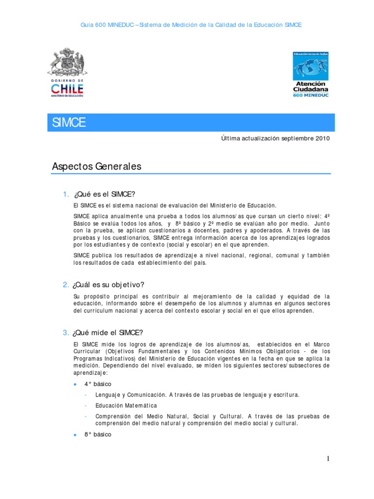 Guía Completa SIMCE 2023: Evaluación Educativa | PDF | Discapacidad ...