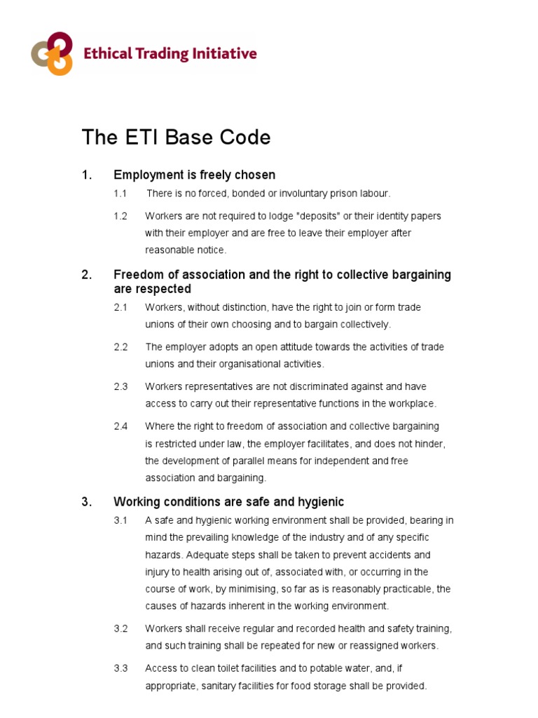 ETI Base Code - English_0 | Child Labour | Working Time | Free 30-day ...