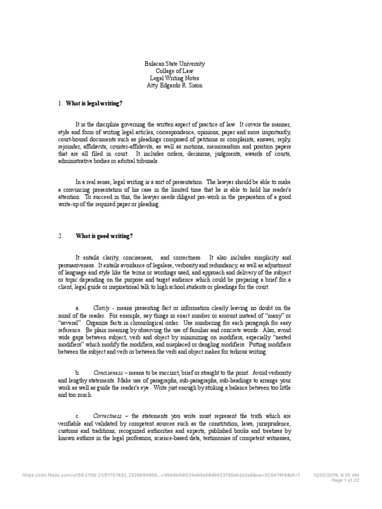 Legal Writing - Lecture Notes | PDF | Grammatical Gender | Subject ...