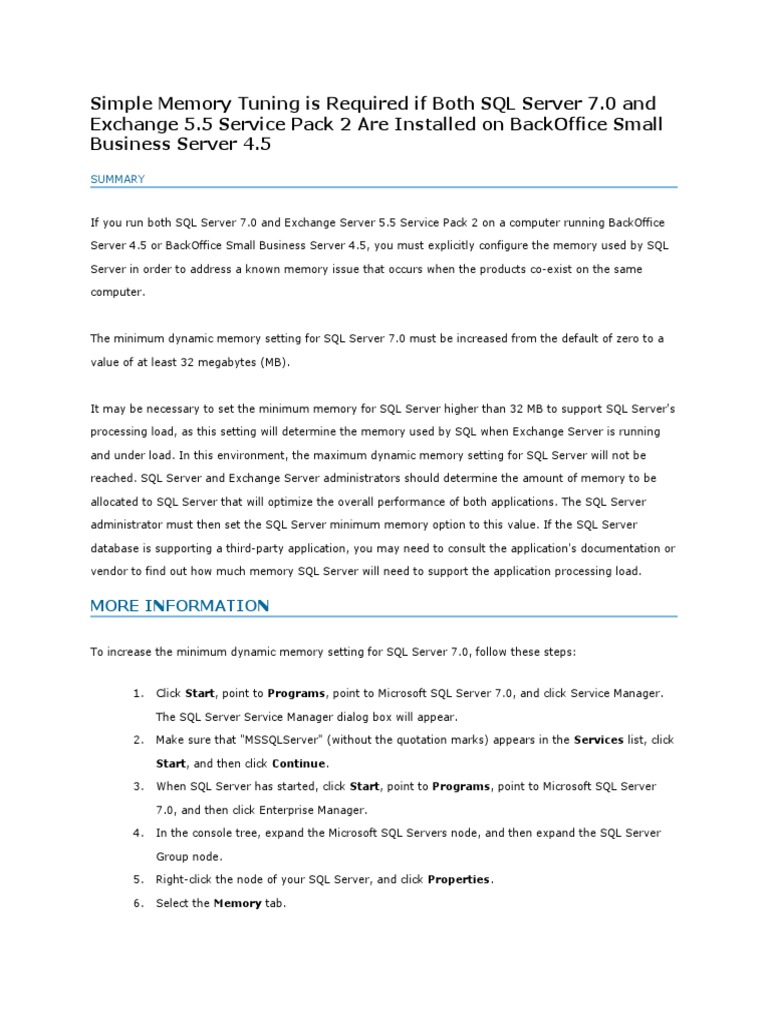 Memory Tuning Pdf Microsoft Sql Server Sql