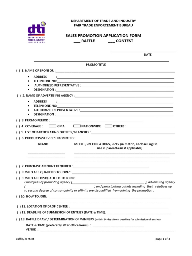 DTI Application Form | PDF | Advertising | Government