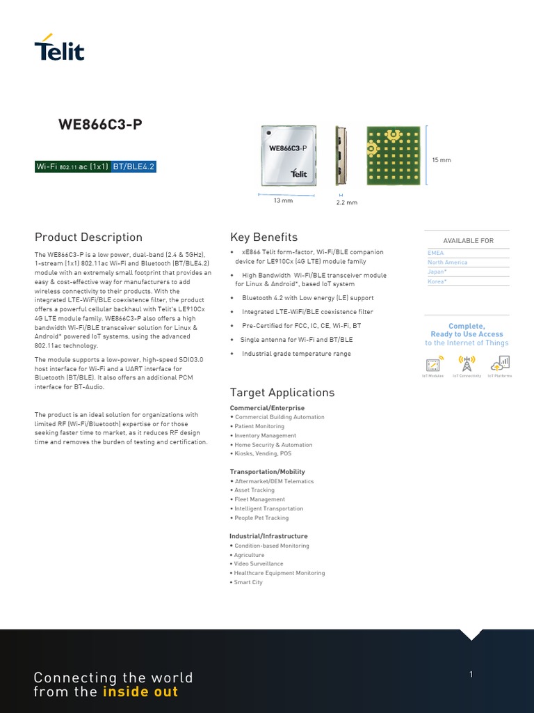 Telit WE866C3 Datasheet-1 | PDF | Wi Fi | Internet Of Things