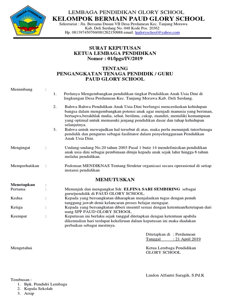 SK Pengangkatan Guru | PDF