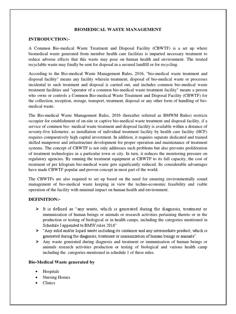 Biomedical Waste Management | PDF | Waste Management | Sewage Treatment