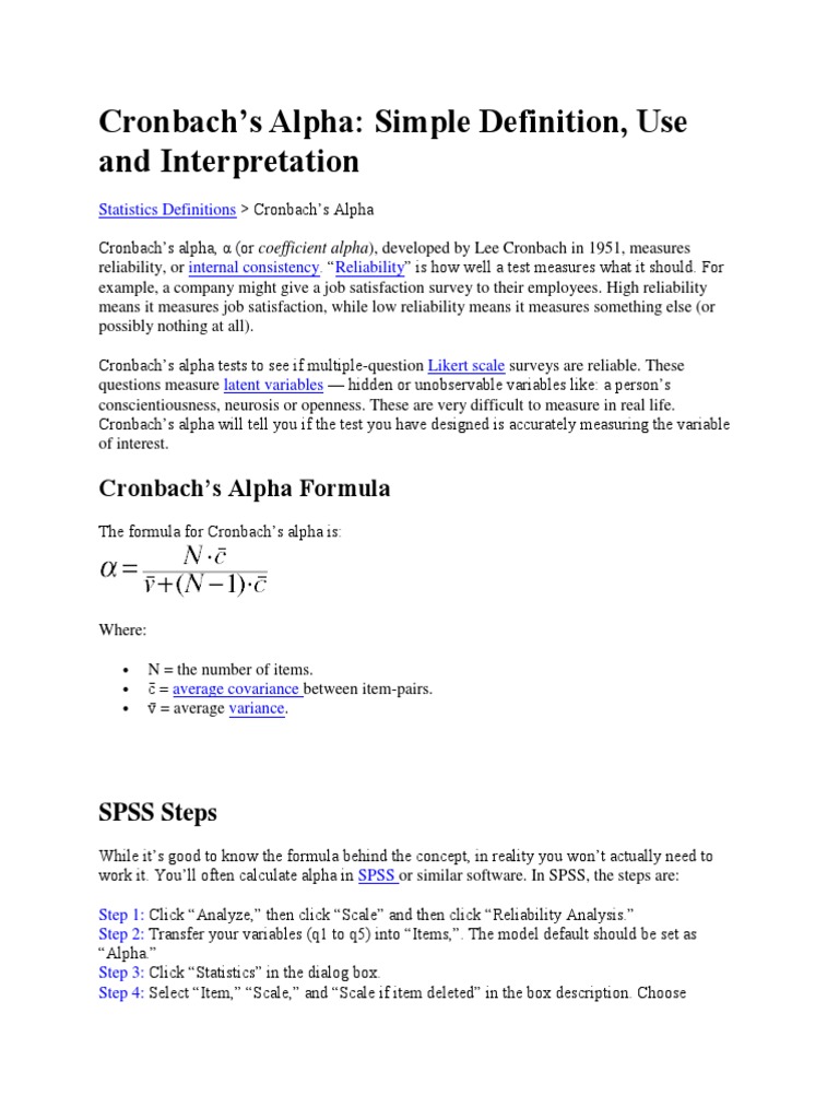Cronbach Alpha | PDF | Cronbach's Alpha | Multivariate Statistics
