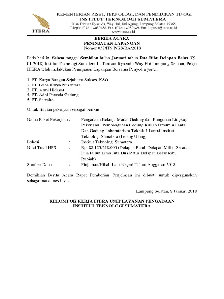 BA Peninjauan Lapangan | PDF