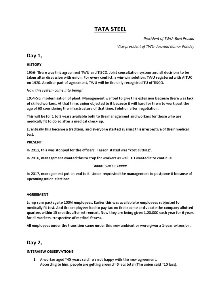 Tata Steel Workers' Union Agreement 2023 | PDF | Government | Employee