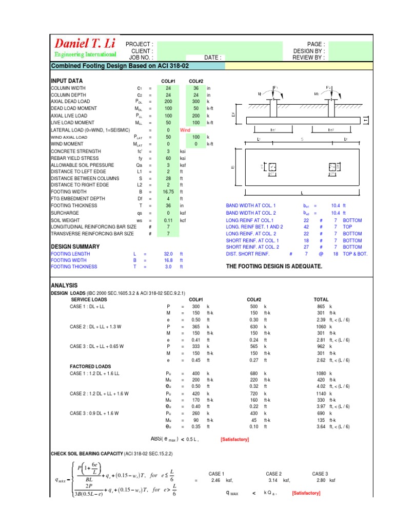 Combined Footing Design ACI 318-02 | PDF | Infrastructure | Engineering