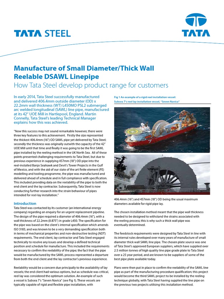Tata Steel 3022 Whitepaper DSAWL | PDF | Pipe (Fluid Conveyance) | Welding