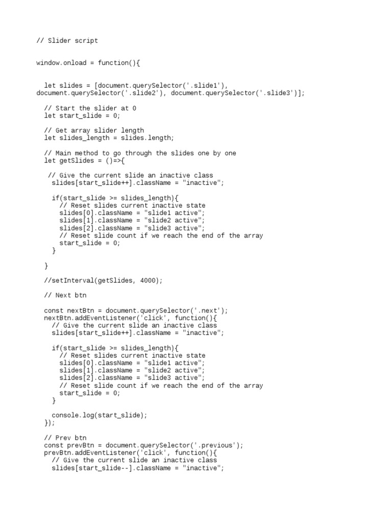 Simple Vanilla Javascript Slider | PDF | Java Script